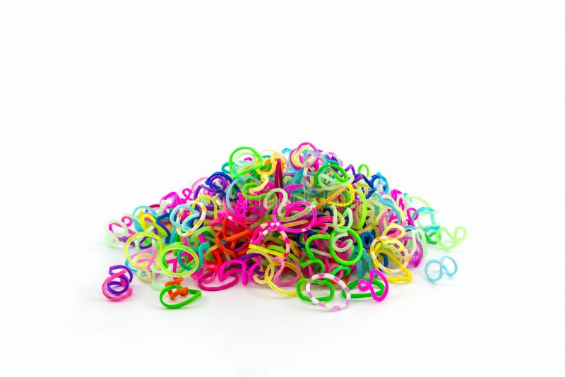 Group of Elastic Rainbow Loom Bands Stock Photo - Image of loom ...
