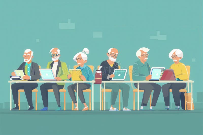 A Group of Elderly Individuals Actively Learning and Using Technology ...
