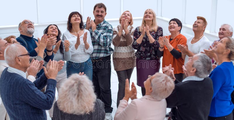 A Group of Elderly People Clap Their Hands Stock Photo - Image of ...