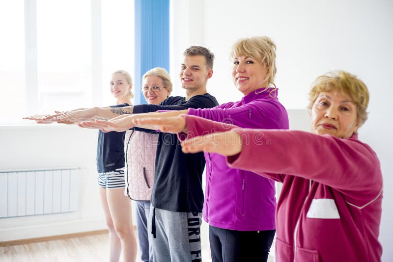 Group of Elderly People Doing Exercises Stock Photo - Image of exercise ...