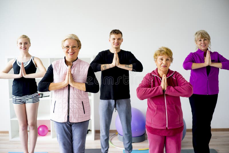 Group of Elderly People Doing Exercises Stock Image - Image of ...