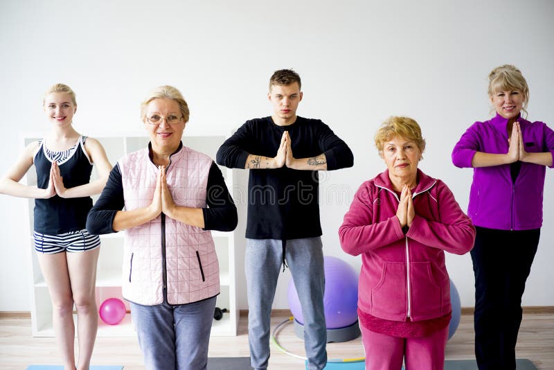 Group of Elderly People Doing Exercises Stock Image - Image of retired ...