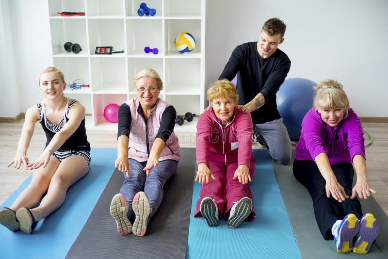 Group of Elderly People Doing Exercises Stock Photo - Image of senior ...