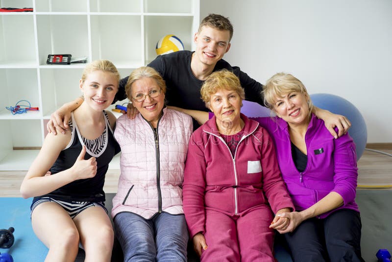 Group of Elderly People Doing Exercises Stock Image - Image of ...