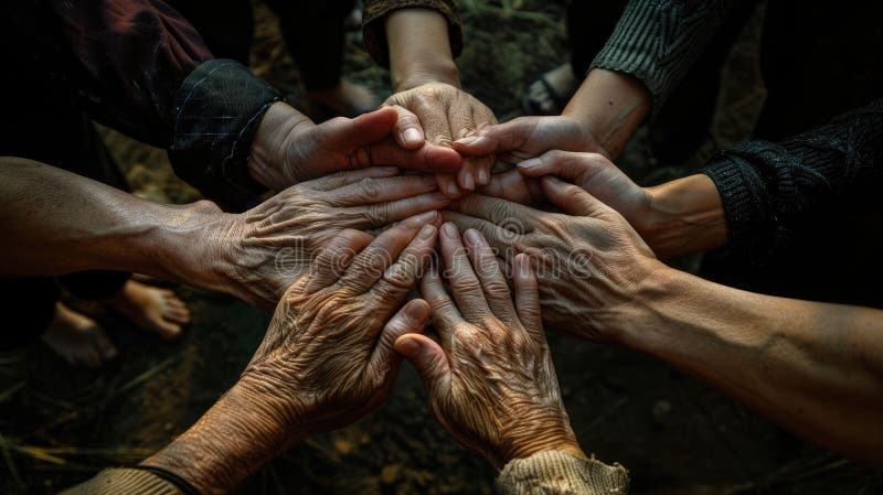 A Group of Elderly People Holding Hands in a Circle AIG535 Stock Photo ...