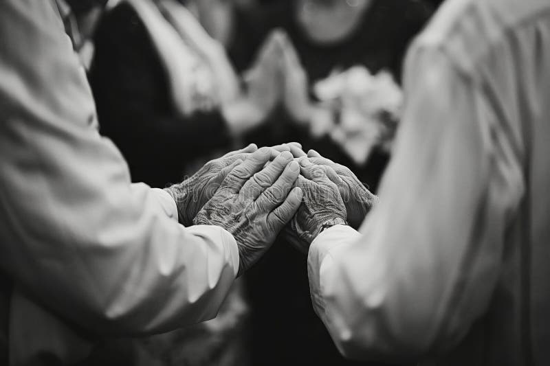 Elderly Group Praying with Hands Joined in a Circle Stock Image - Image ...