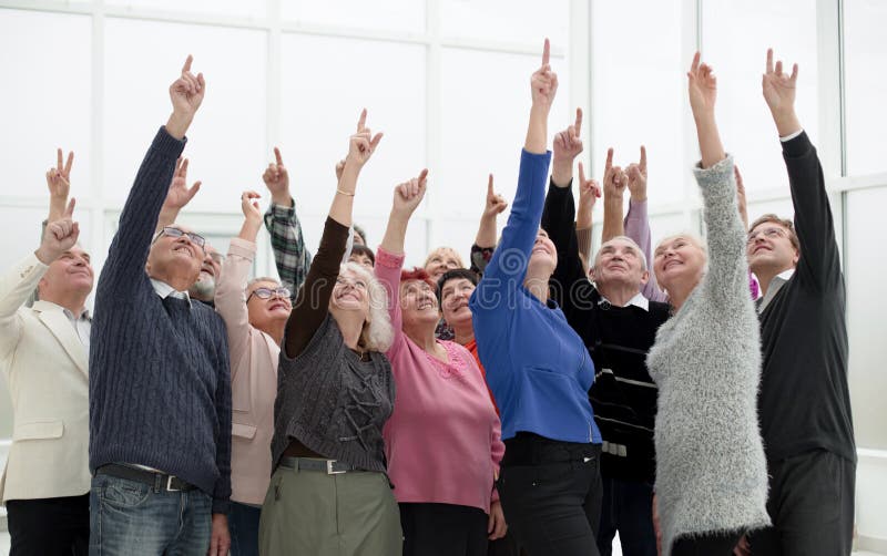 A Group of Elderly People are Reaching Up Stock Image - Image of elder ...