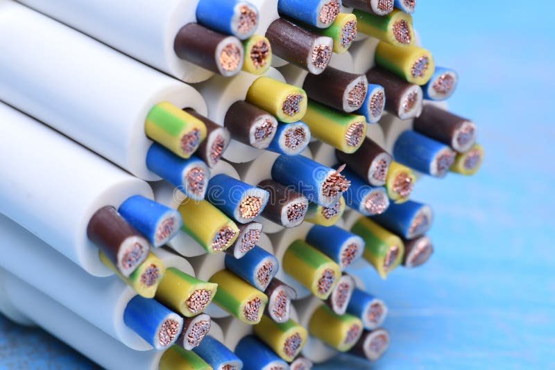 Group of Electric Cables Closeup Stock Image - Image of lead ...