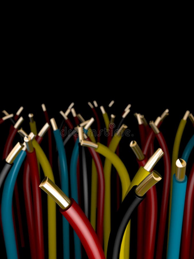 A Group of Electrical Cables on Black Backgound - 3d Rendering Stock ...