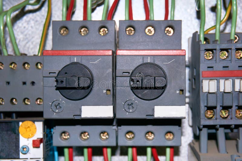 A Group of Electrical Relays with Connected Wires. Stock Photo - Image ...