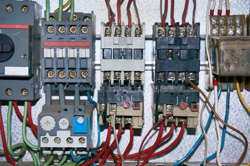 A Group of Electrical Relays with Connected Wires. Stock Photo - Image ...