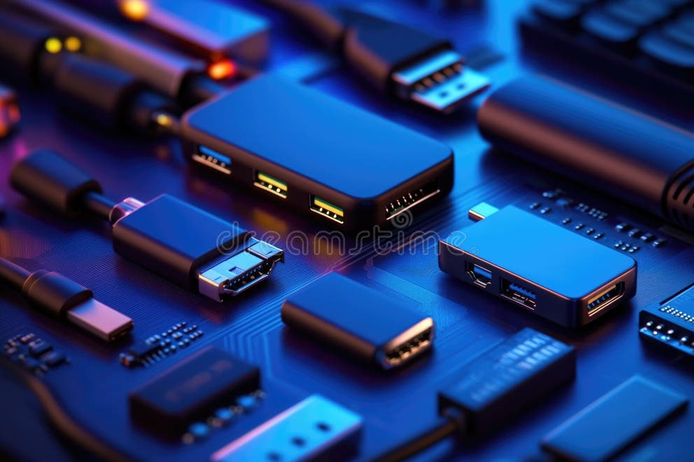 A Group of Electronic Devices Photographed Up Close Stock Image - Image ...