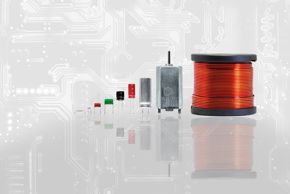 Group of Electronics Part with Copper Coil Ferrite, Capacitor, R Stock ...