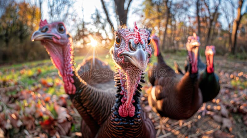 A Group of Elegant Turkeys Standing Closely Together in a Harmonious ...