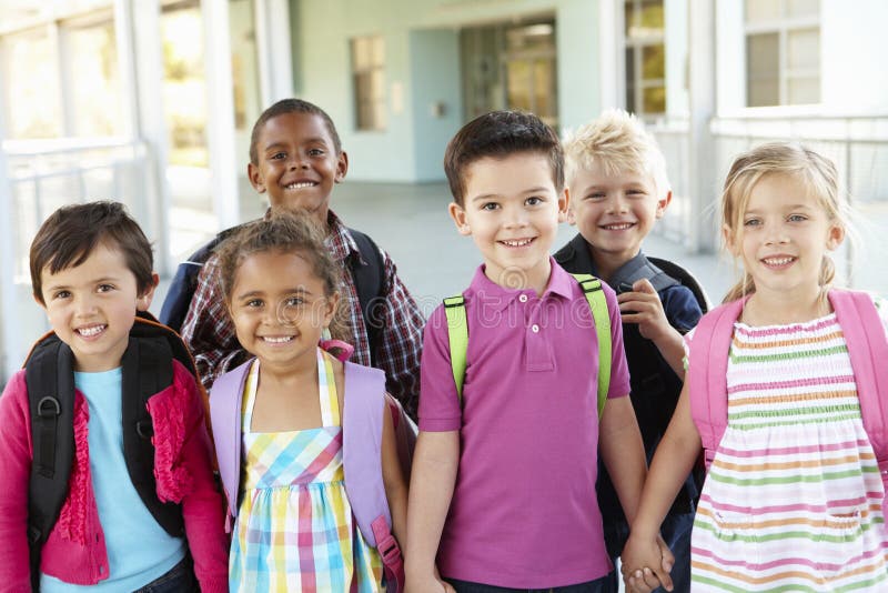 Elementary School Class Outside Stock Photo - Image of exterior ...