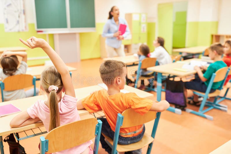Group of Elementary School Children in Classroom Stock Image - Image of ...