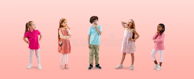 Group of Elementary School and Little Kids or Pupils Jumping Isolated ...