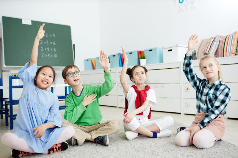 Kids know the answer stock photo. Image of lesson, group - 110144862