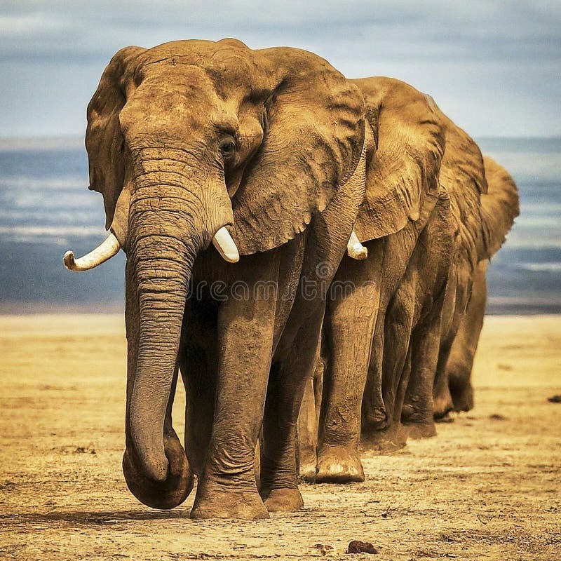 Group of Elephants Marching. Stock Illustration - Illustration of ...