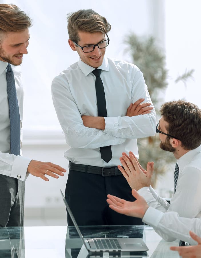 Group of Employees Discussing Business Issues Stock Image - Image of ...