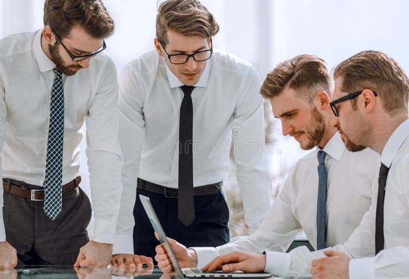 Group of Employees Discussing the Incoming Information Stock Image ...