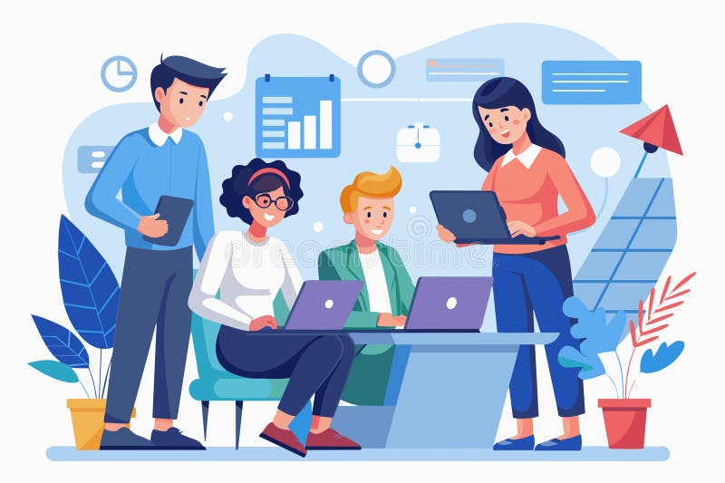 A Group of Employees Engages in Discussion about Work Tasks Around a ...