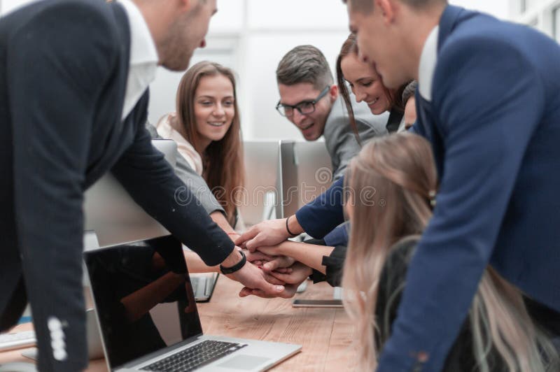 Group Employees Forming Stack Hands Desktop Stock Photos - Free ...