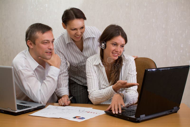 Group of Employees in the Office with Laptops Stock Photo - Image of ...