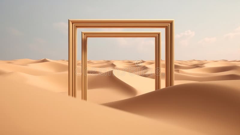 A Group of Empty Picture Frames Standing in the Middle of a Vast Desert ...