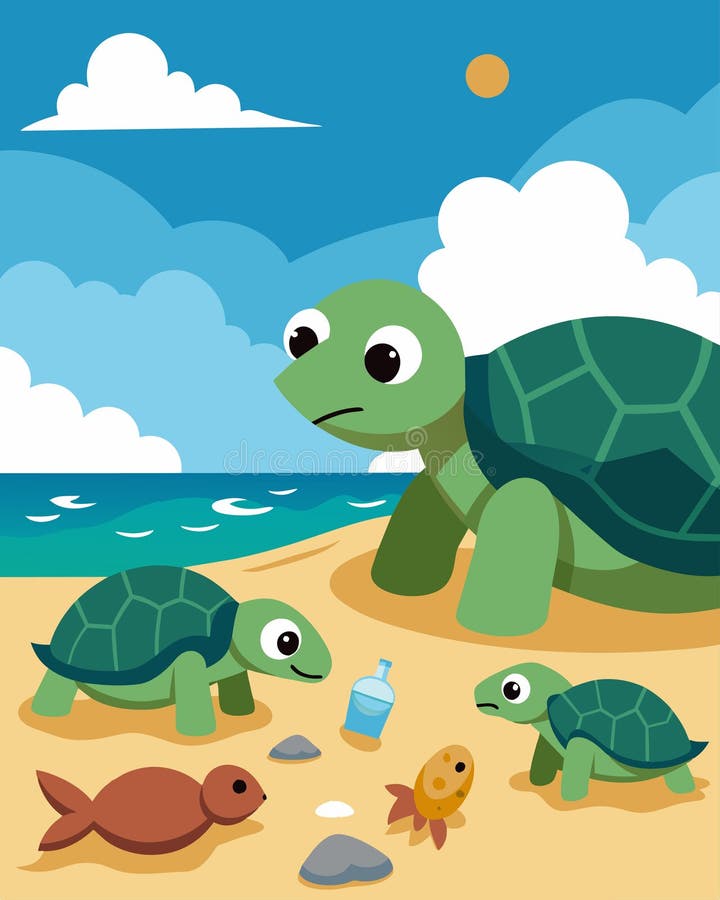 A Group of Endangered Turtles Lay Their Eggs on a Beach Littered with ...