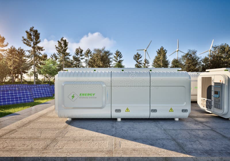 Group of Energy Storage Systems or Battery Container Units Stock ...