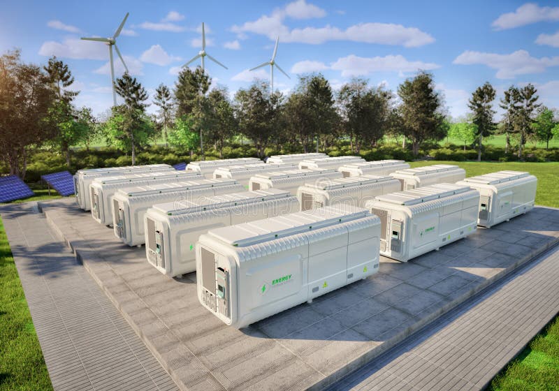 Group of Energy Storage Systems or Battery Container Units Stock ...