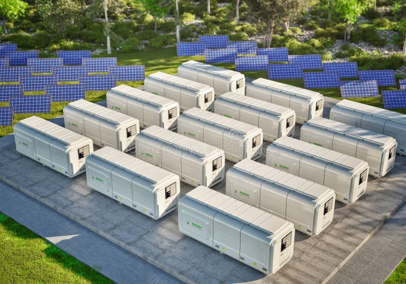 Group of Energy Storage Systems or Battery Container Units Stock Illustration - Illustration of ...