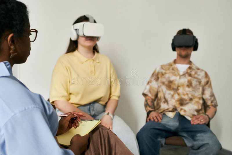 Engaging in Virtual Reality Session Sitting on Couch Stock Photo ...