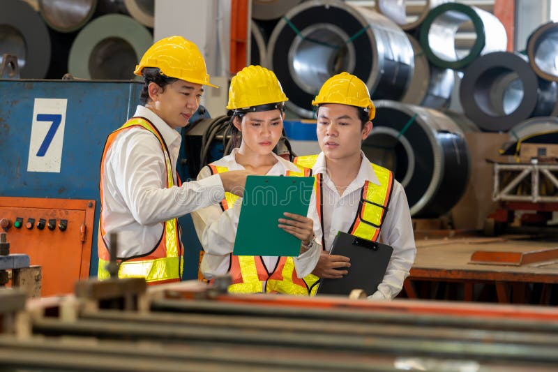 Group of Engineer Conduct Safety Inspection on Metalwork Machine ...