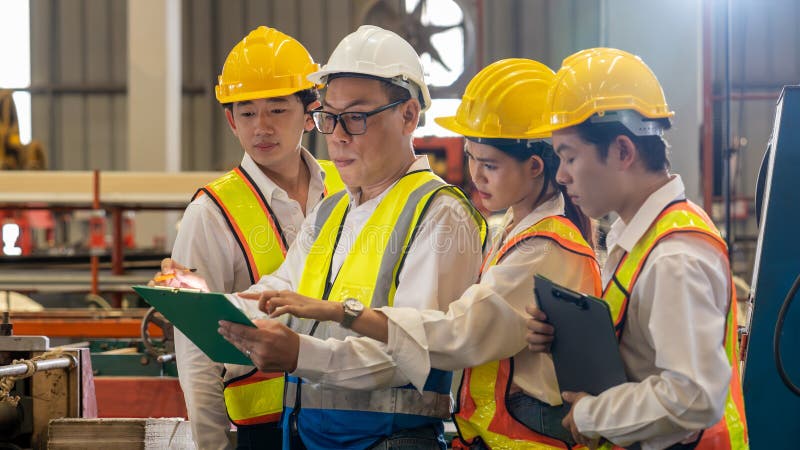 Group of Engineer Conduct Safety Inspection on Metalwork Machine ...