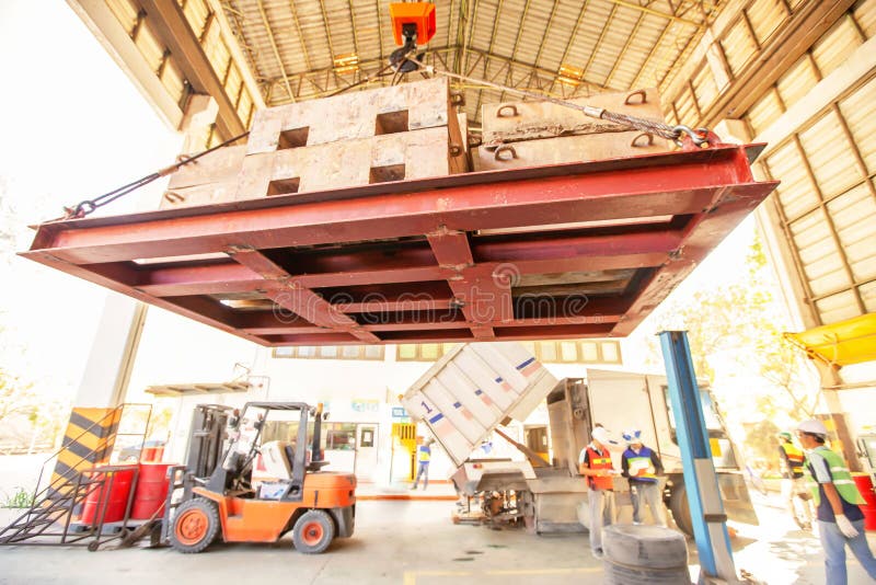 Hoist Iron Hook Lifting of Structure Platform in a Factory Stock Image ...