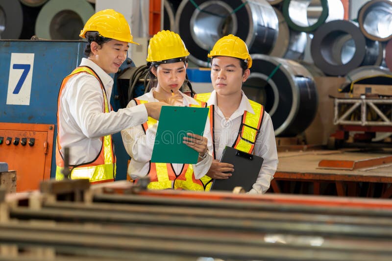 Group of Engineer Conduct Safety Inspection on Metalwork Machine ...
