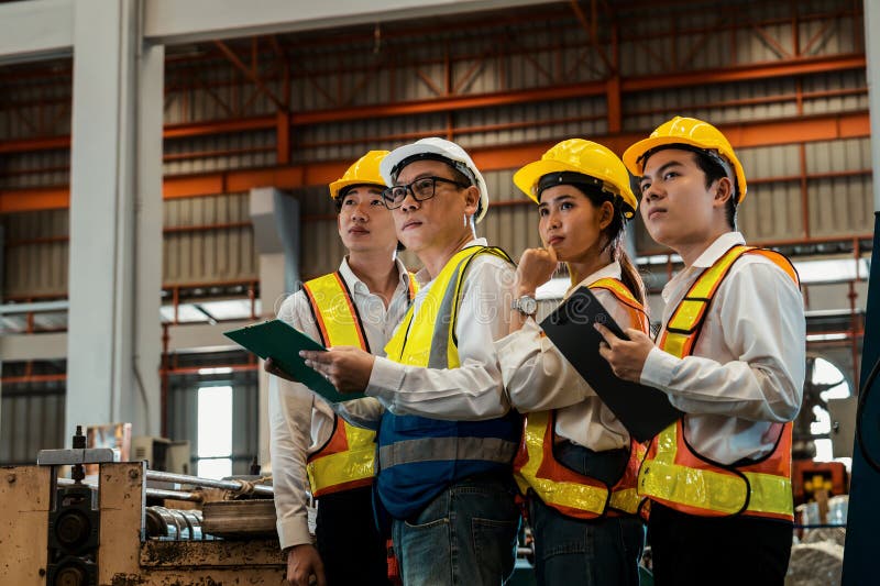 Group of Engineer Conduct Safety Inspection on Metalwork Machine ...