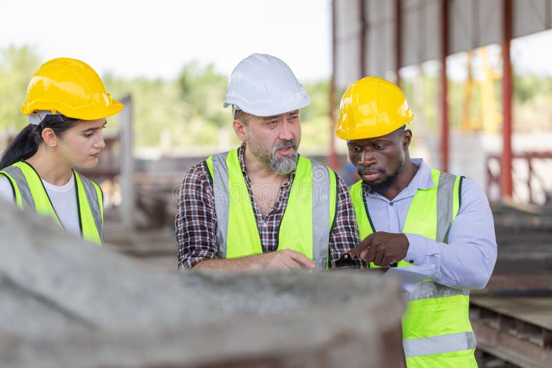 Group of Engineer and Foreman Worker Team Checking Project at the ...