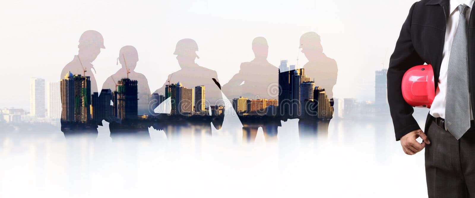 Group of Engineer Service Team Standing with Woman Staff Worker Two ...