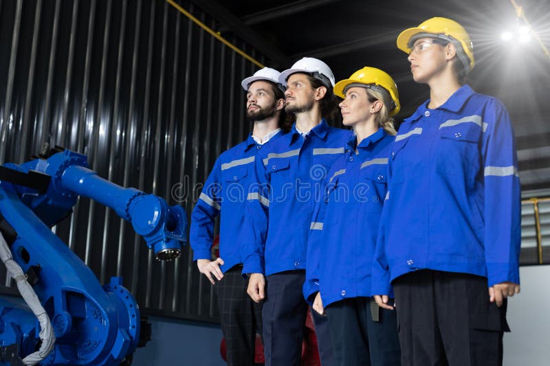 Group of Engineer Worker Team Greeting Cheerful Happy Smiling Laughing ...