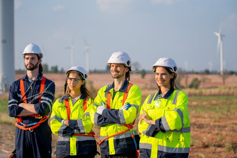 Group of Engineer or Technician Workers Stand in a Row with Arm-crossed ...
