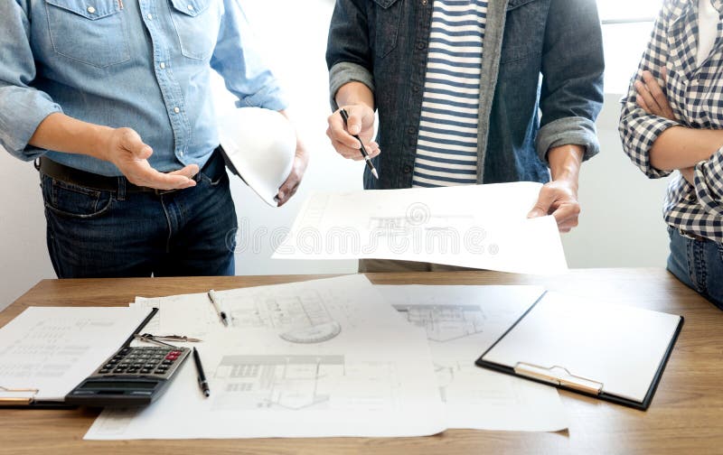 Group of Engineering or Architect Stock Image - Image of construction ...