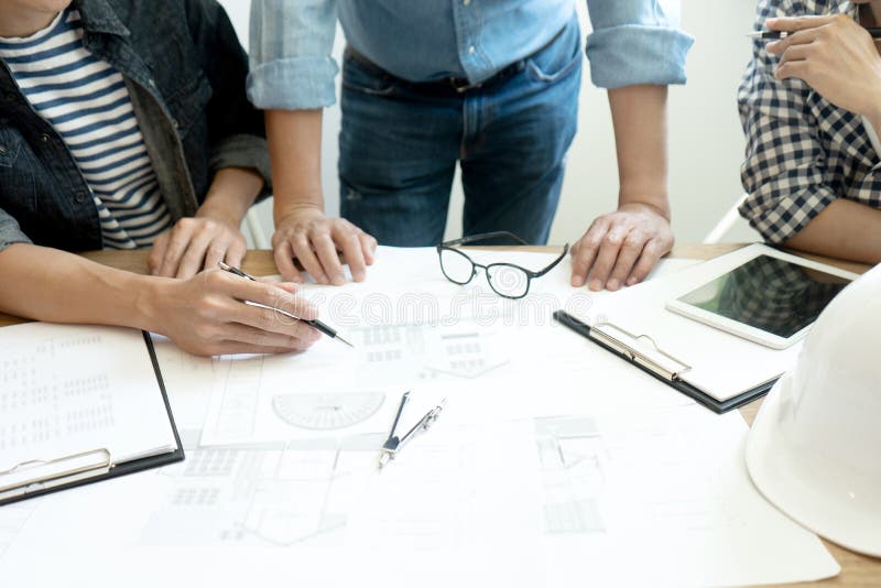 Group of Engineering or Architect Stock Image - Image of construction ...