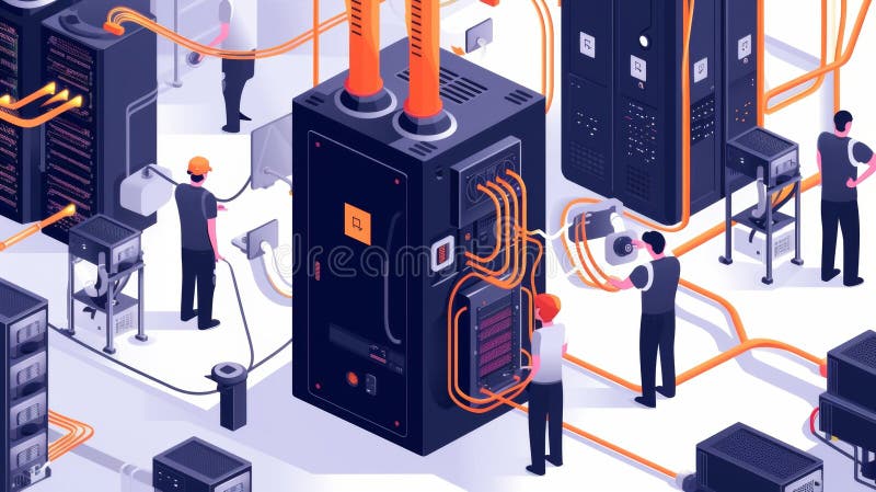 A Group of Engineers Carefully Inspecting a Compact Edge Computing ...