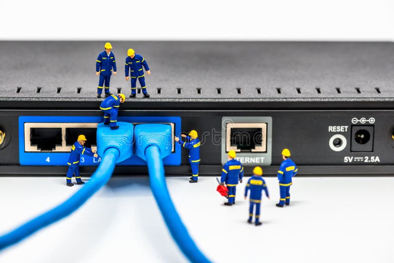 Group of Engineers Connecting Fiber Network Cables Stock Image - Image ...