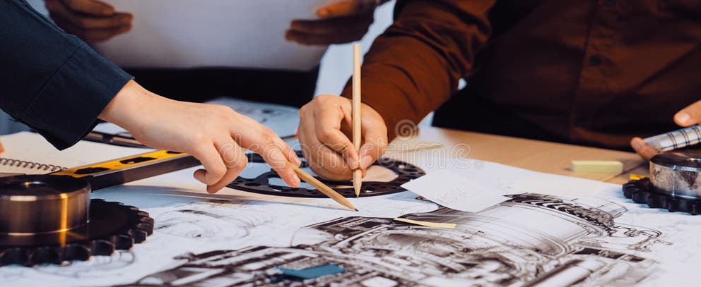 Hands Sketching Technical Designs Stock Illustrations – 2 Hands ...