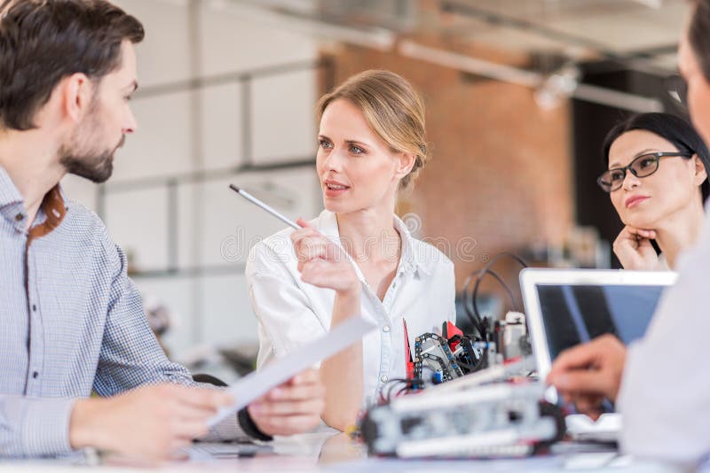 Group of Engineers Working in Office with Concentration Stock Image ...