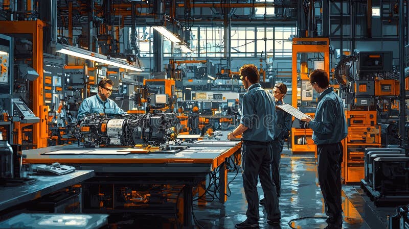 Engineers Collaborating in a Modern Automotive Design and Manufacturing ...